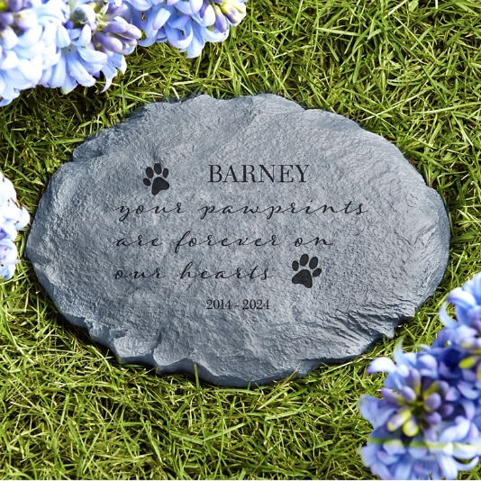 Scripted Paw Prints Pet Memorial Garden Stone | Personal Creations
