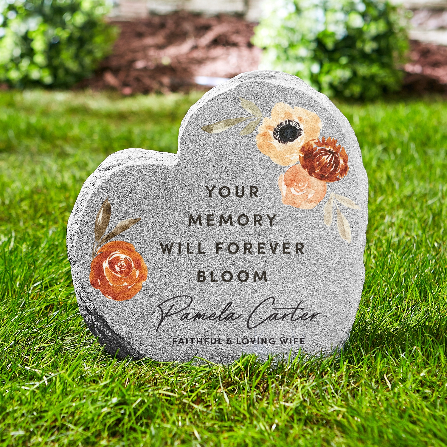 Blooms With Love Memorial Standing Heart Garden Stone at Gifts.com