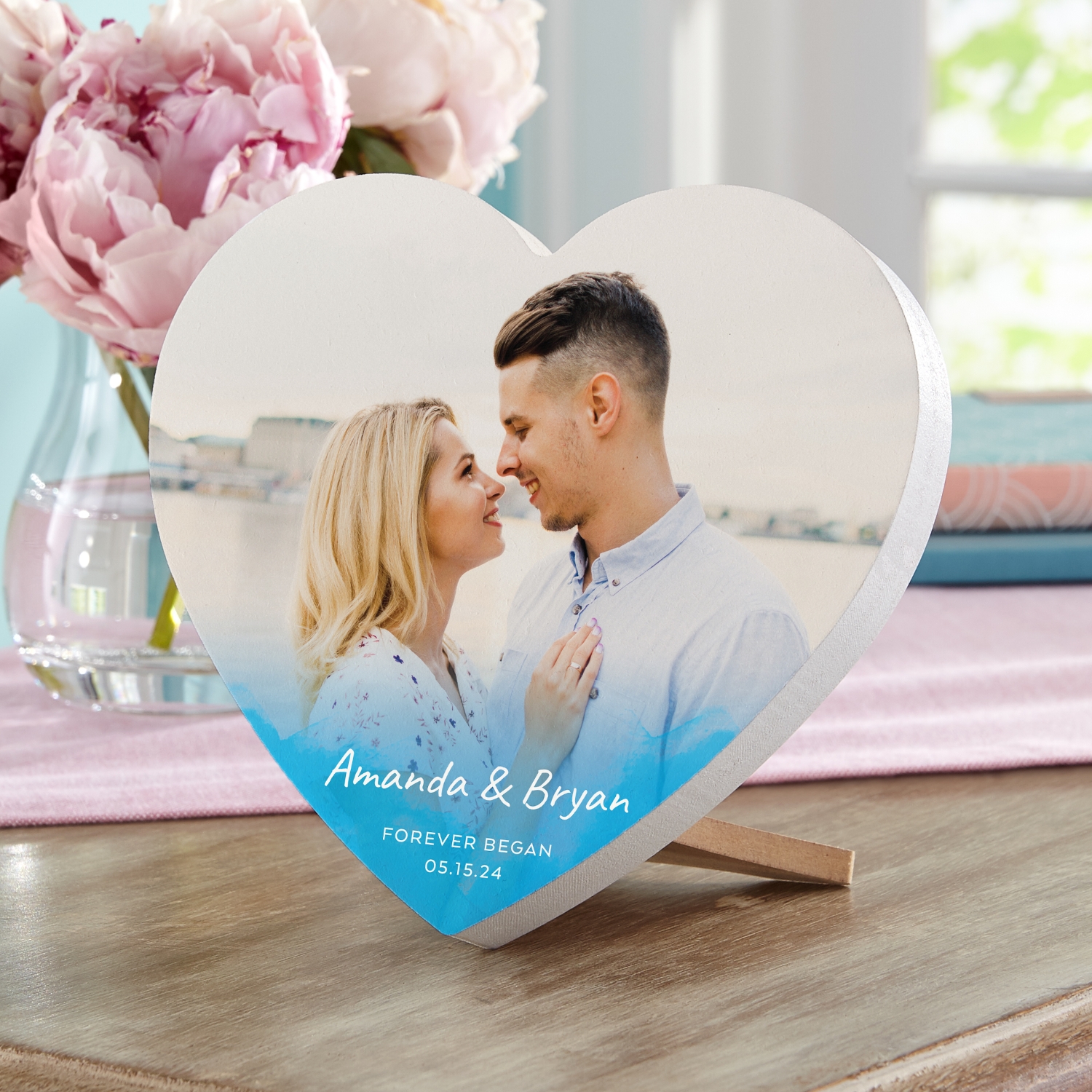 Love Began Personalized Photo Wood Heart at Gifts.com
