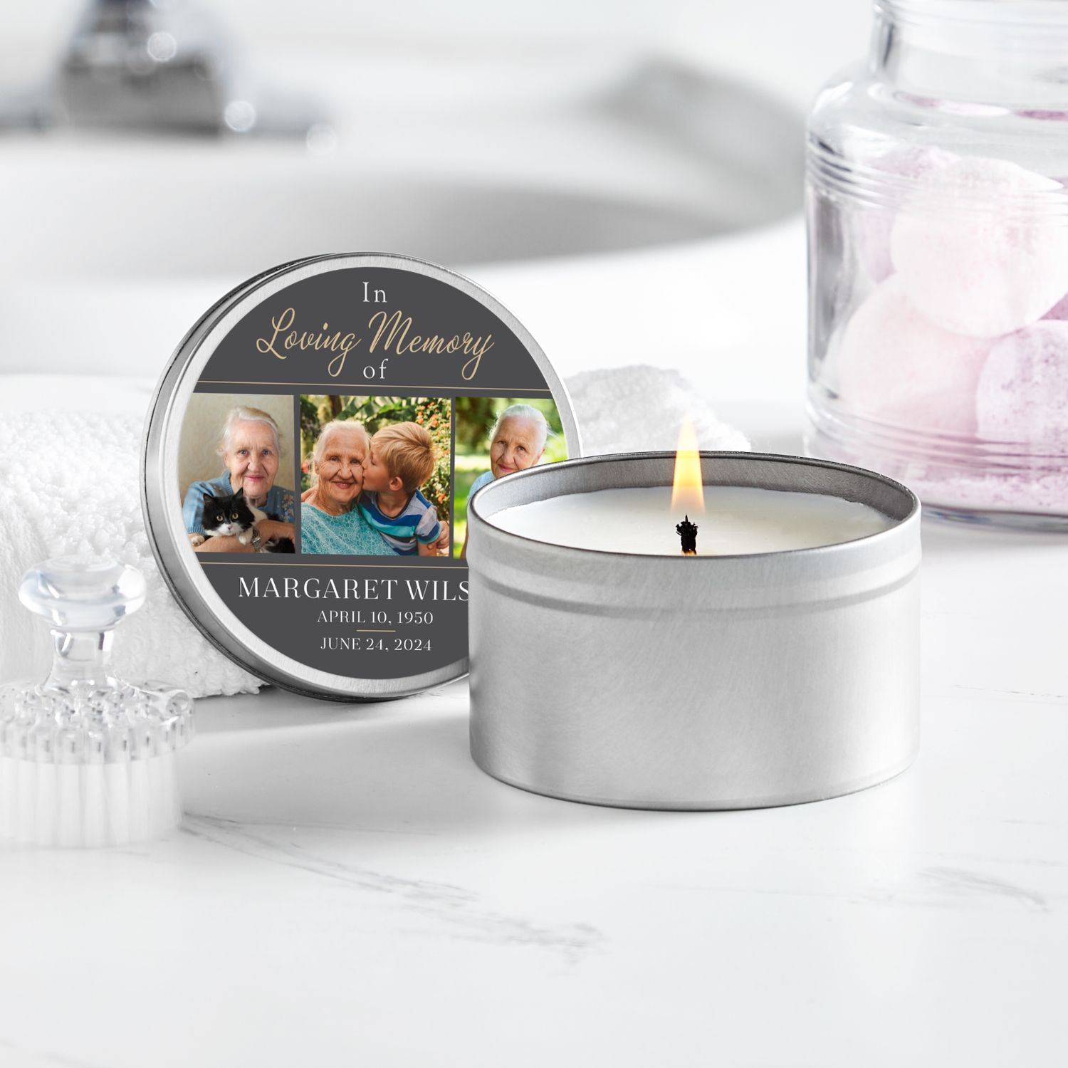 In Loving Memory Multi Photo Canister Candle at Gifts.com