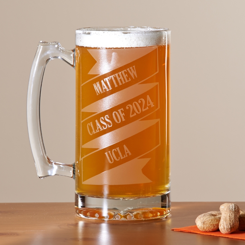 Festive Banner Personalized Oversized Beer Mug at Gifts.com
