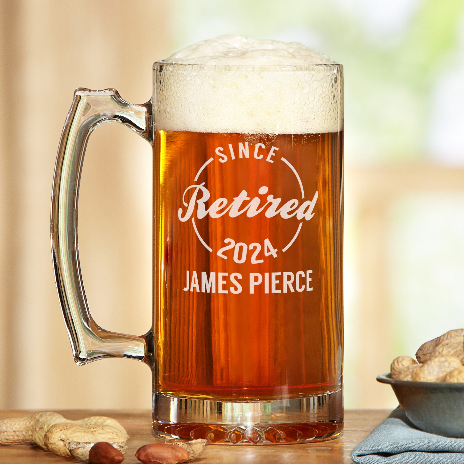 Retired and Relaxed Personalized Oversized Beer Mug at Gifts.com