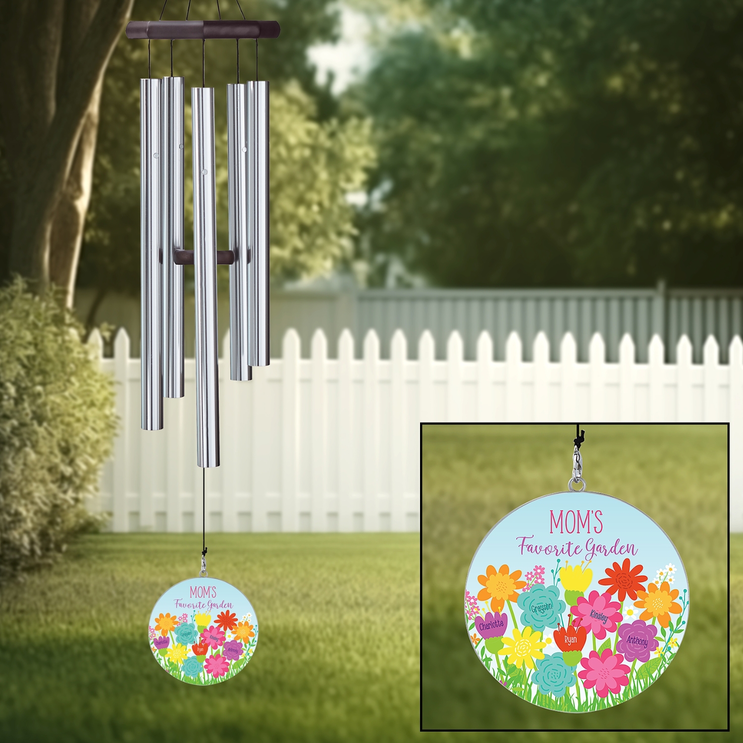 Vibrant Blossoms Personalized 30-inch Wind Chime at Gifts.com