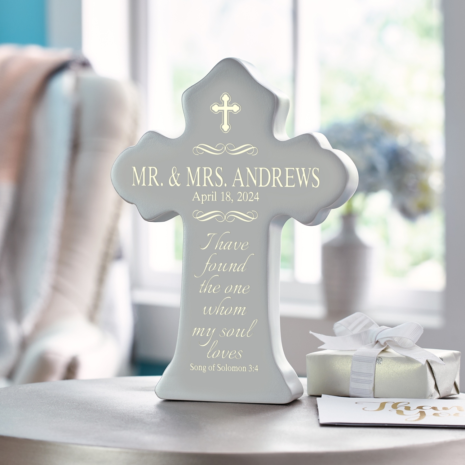 Our Love Shines Bright Personalized Lighted Cross at Gifts.com