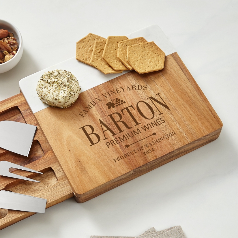Premium Wines Marble Wood Cheese Board | Personal Creations