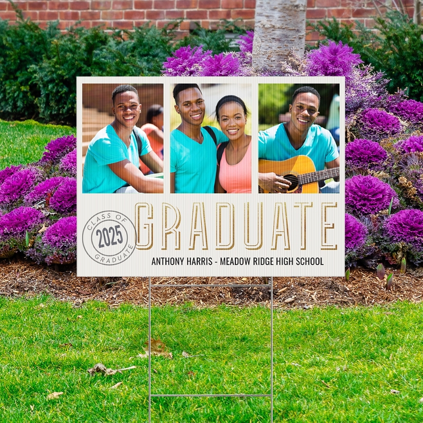 Graduate's Triumph Personalized Photo Yard Sign at Gifts.com