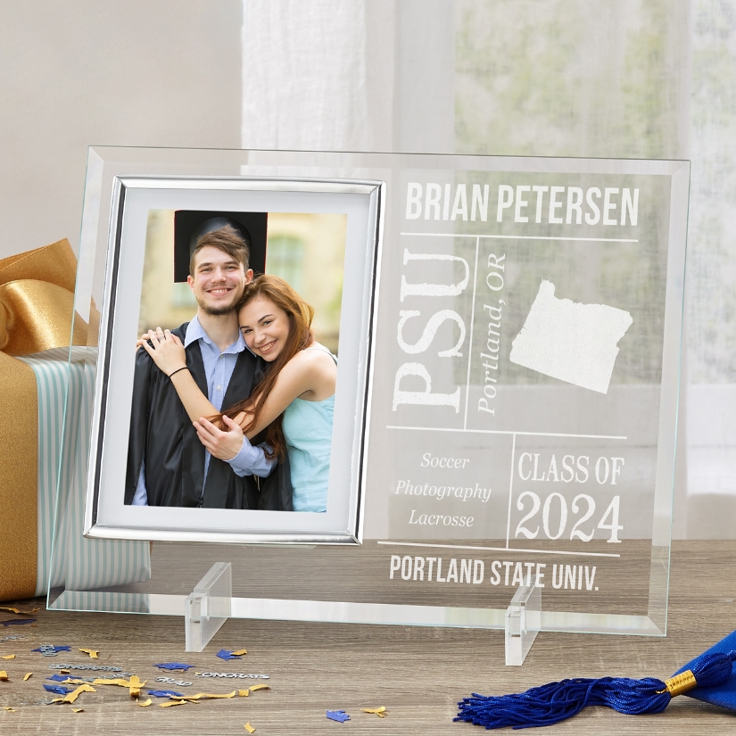 Celebrating The Graduate Personalized Glass Frame at Gifts.com