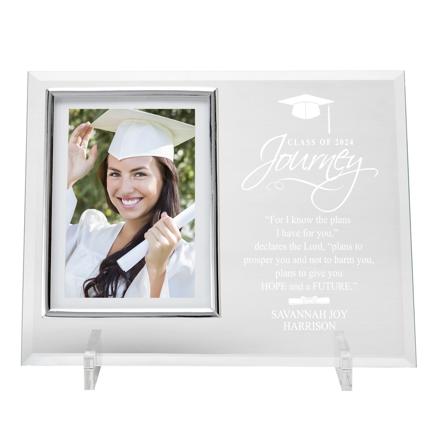 Graduation Journey Blessings Personalized Glass Frame at Gifts.com