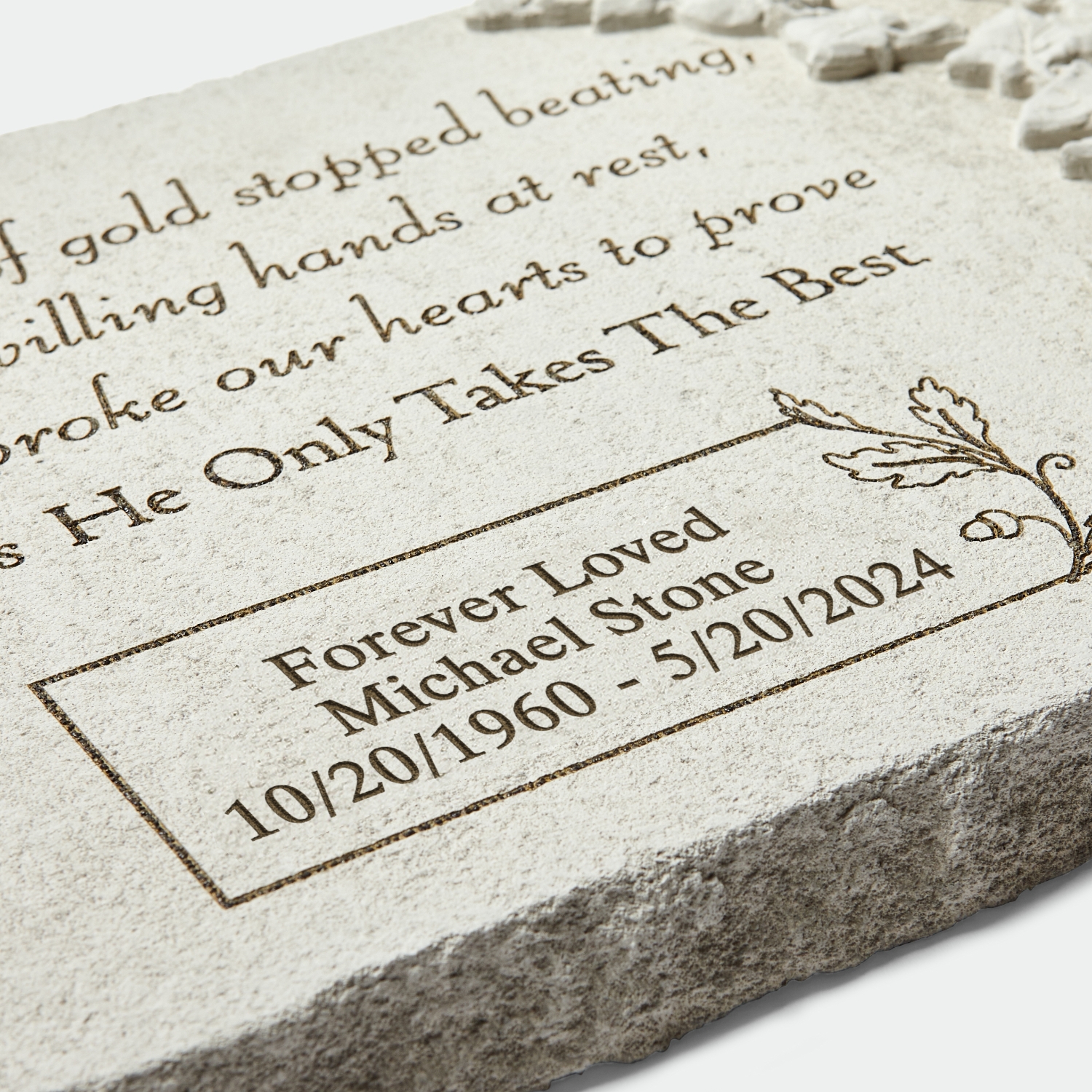 A Heart Of Gold Sculpted Memorial Stone | Personal Creations