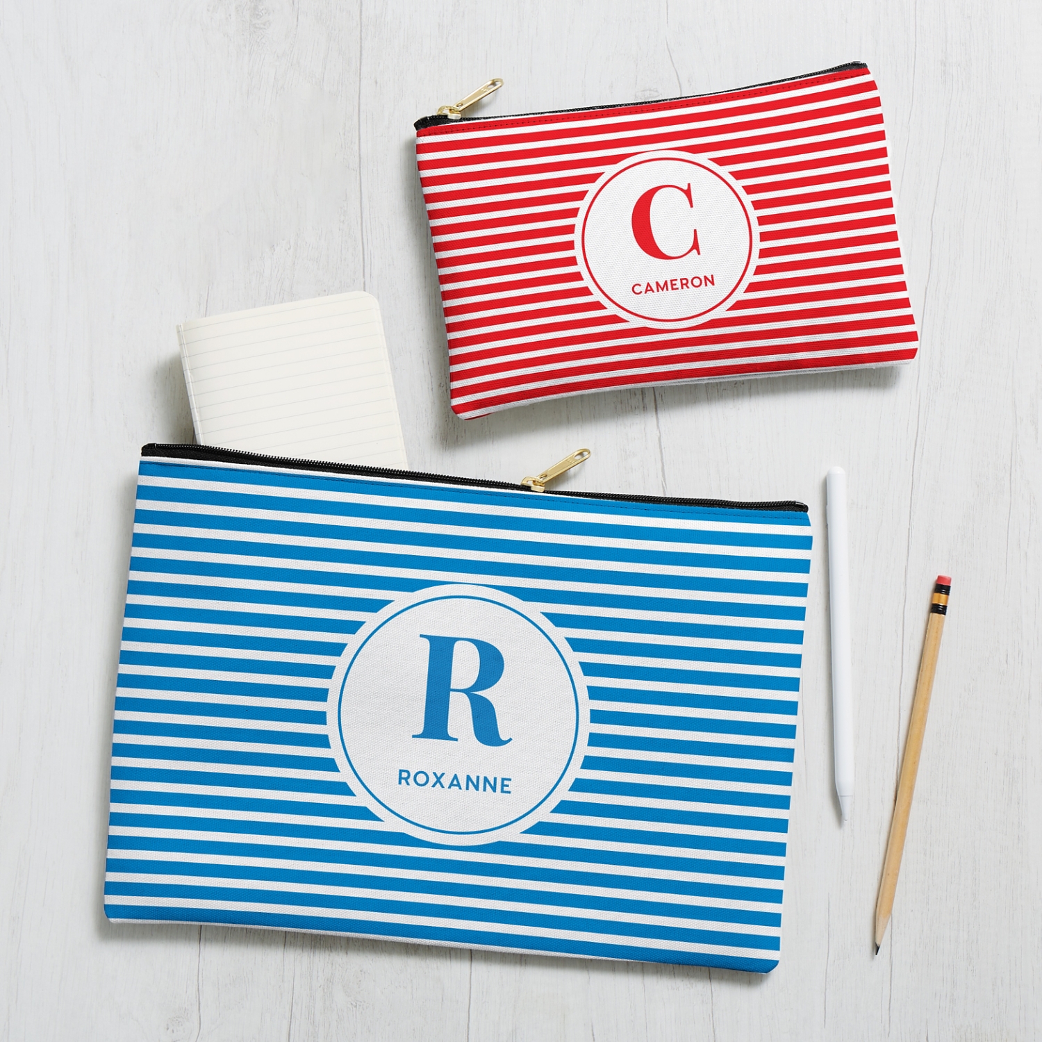 Striped Name Zipper Pouch at Gifts.com