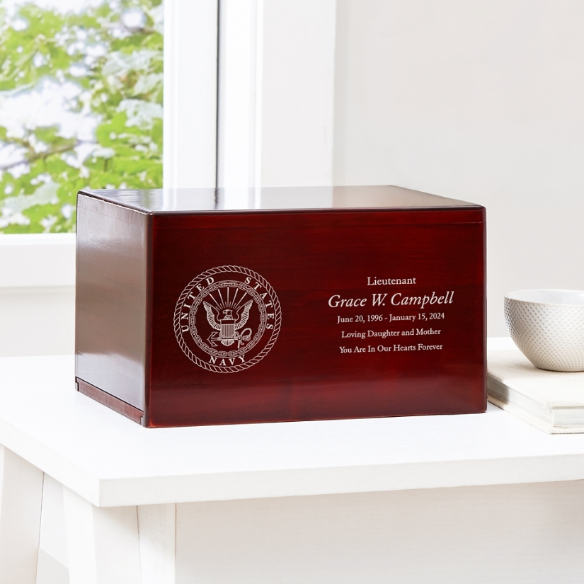 U.S. Navy® Seal Engraved Wood Cremation Urn at Gifts.com