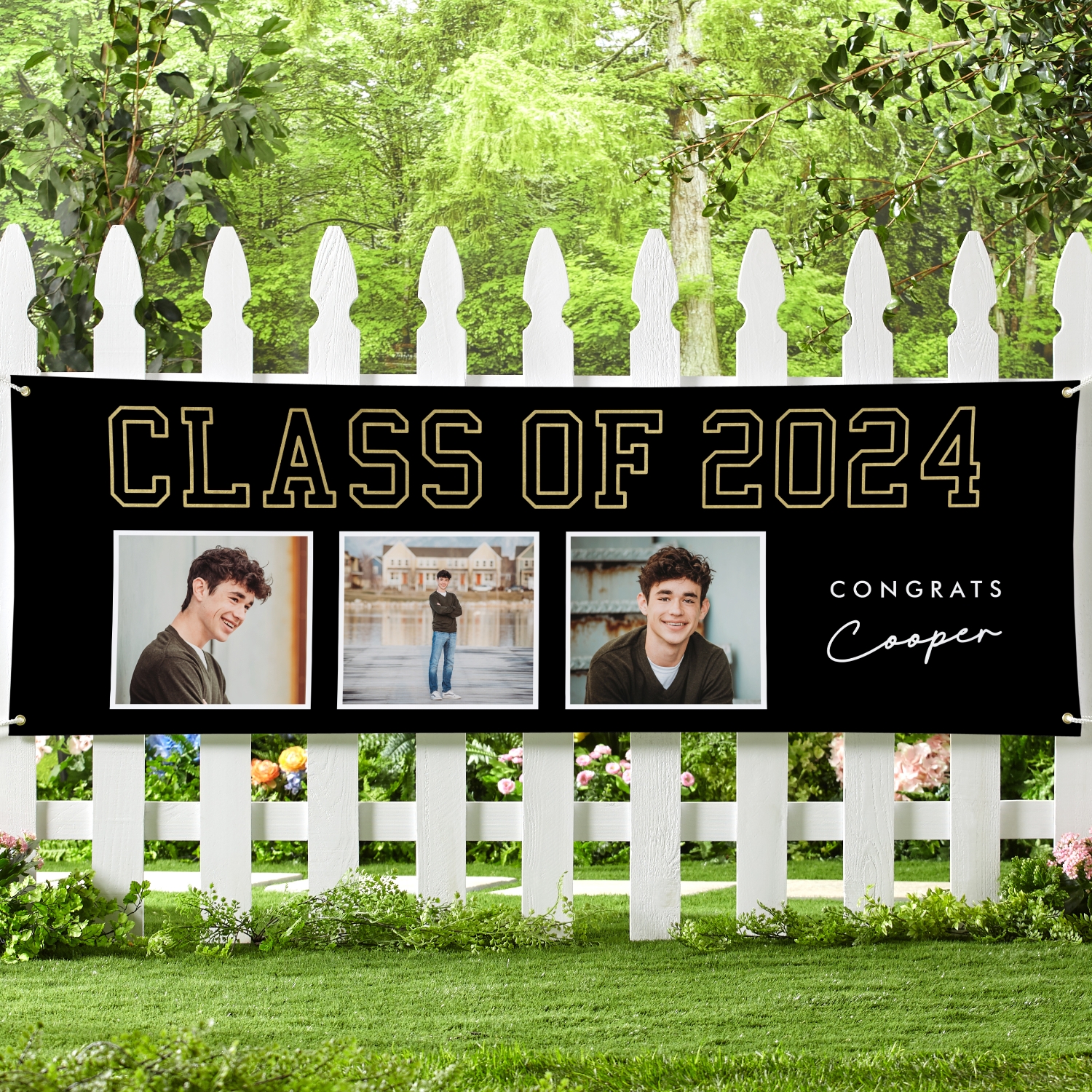 Golden Trio Graduation Photo Banner | Personal Creations