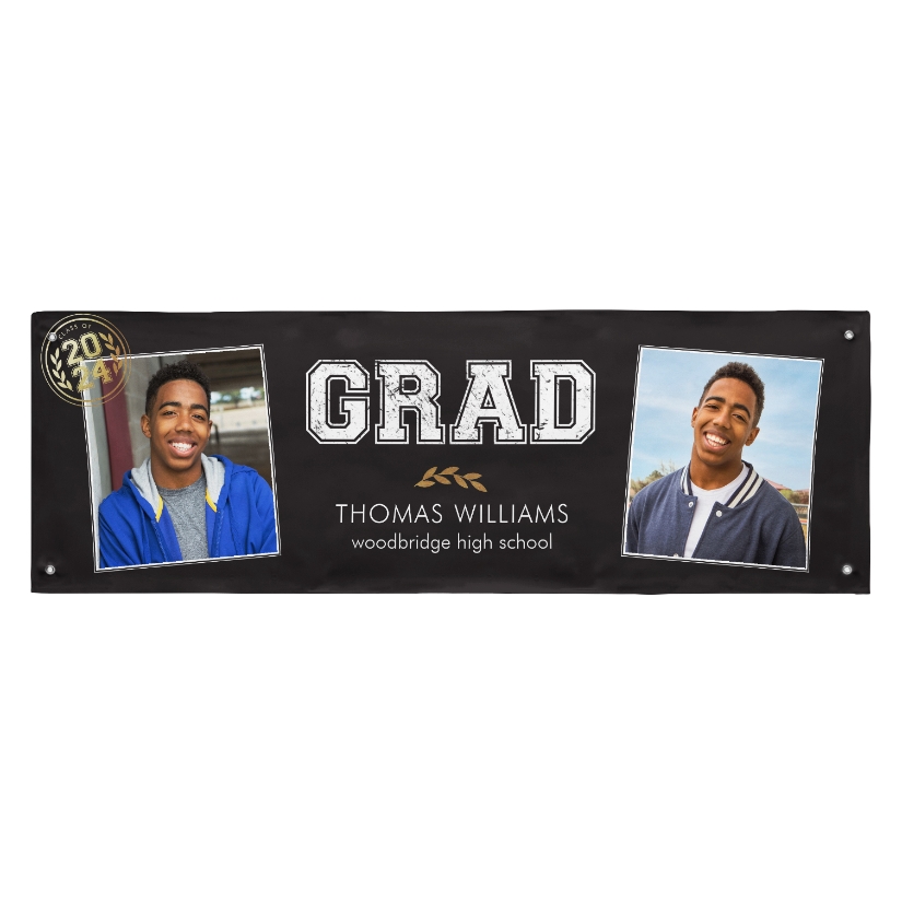 Graduation Scroll School Colors Photo Banner - 6ft - Black at Gifts.com