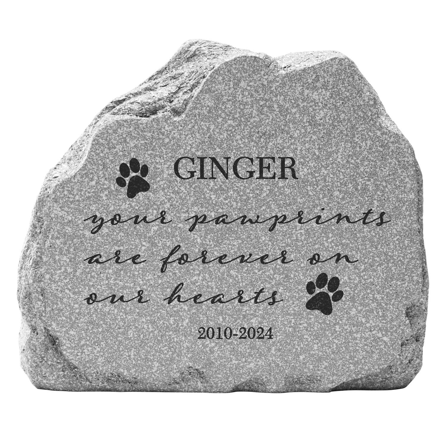Scripted Paw Prints Pet Memorial Standing Garden Stone | Personal Creations
