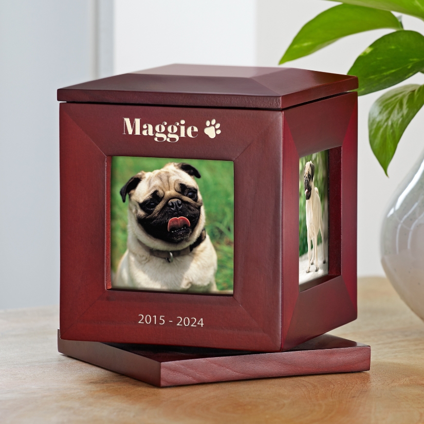 Forever Remembered Memorial Rotating Photo Pet Urn | Personal Creations