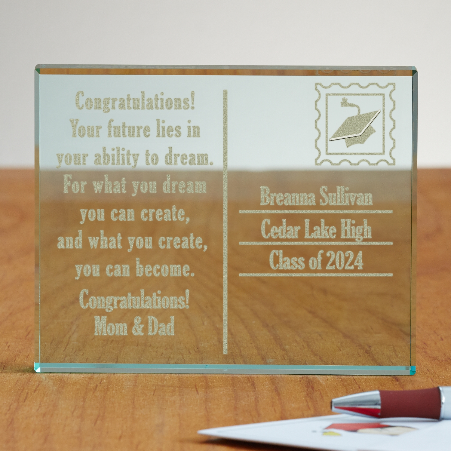 Graduation Postcard Glass Block | Personal Creations