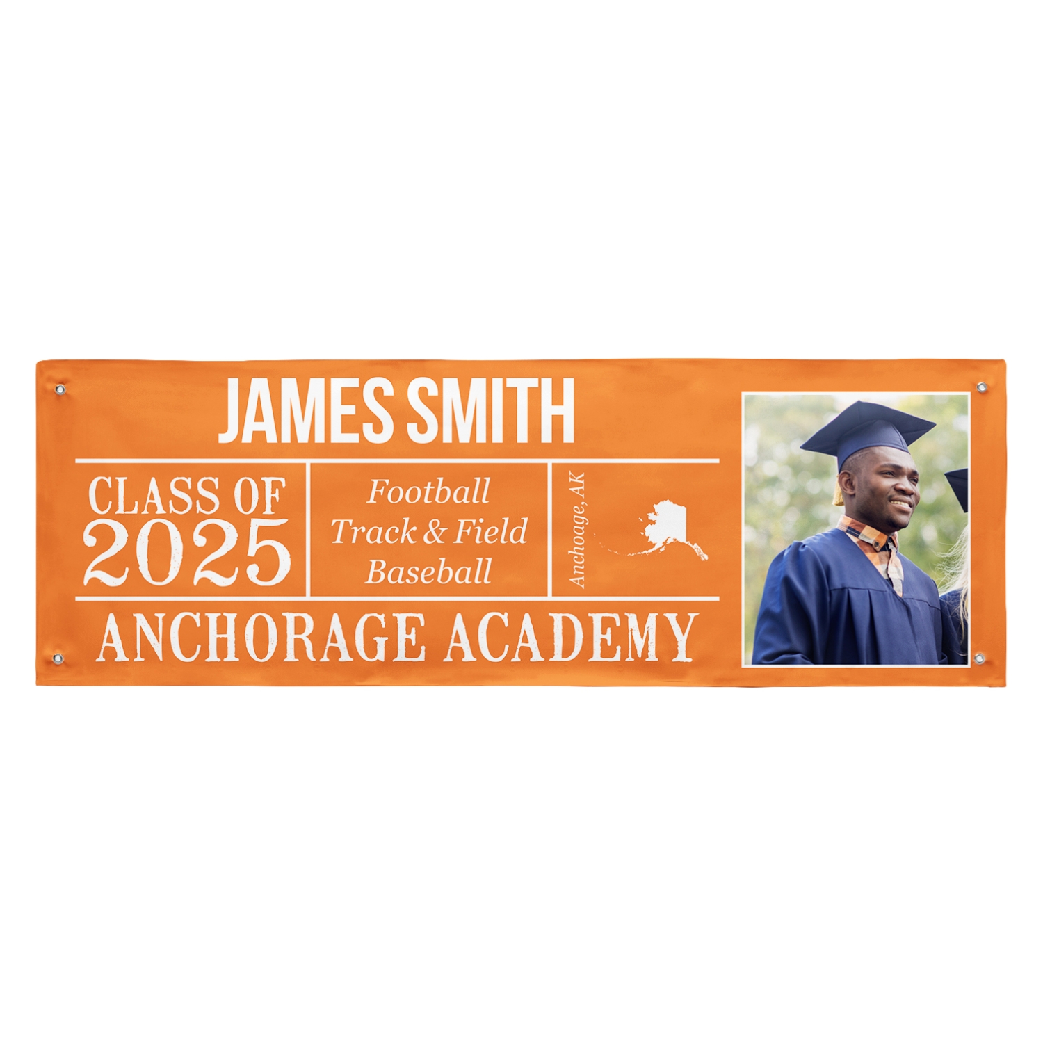 All About the Graduate Photo Banner - 6 ft. - Orange at Gifts.com