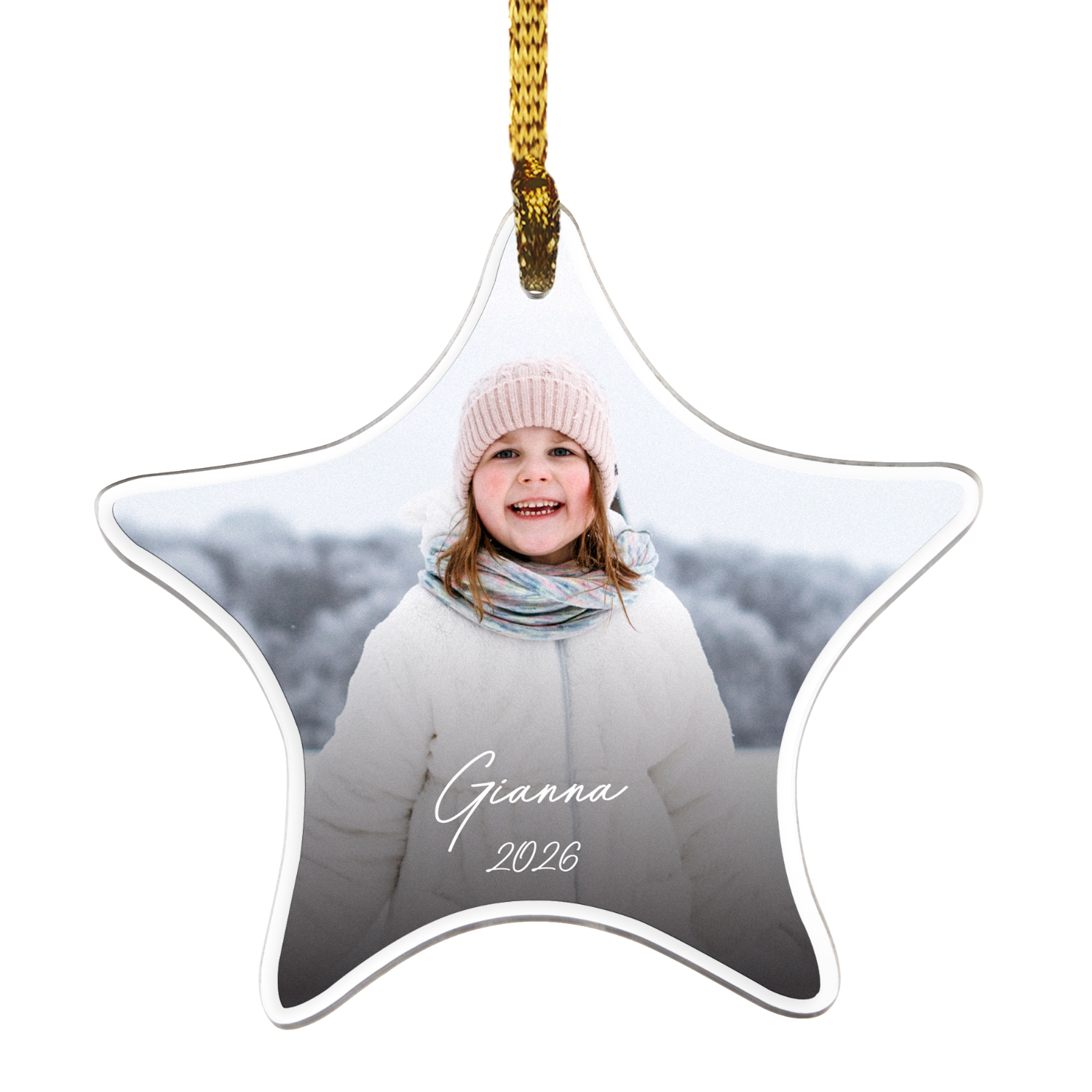 Custom Photo Acrylic Bauble - Star - w/Message at Gifts.com