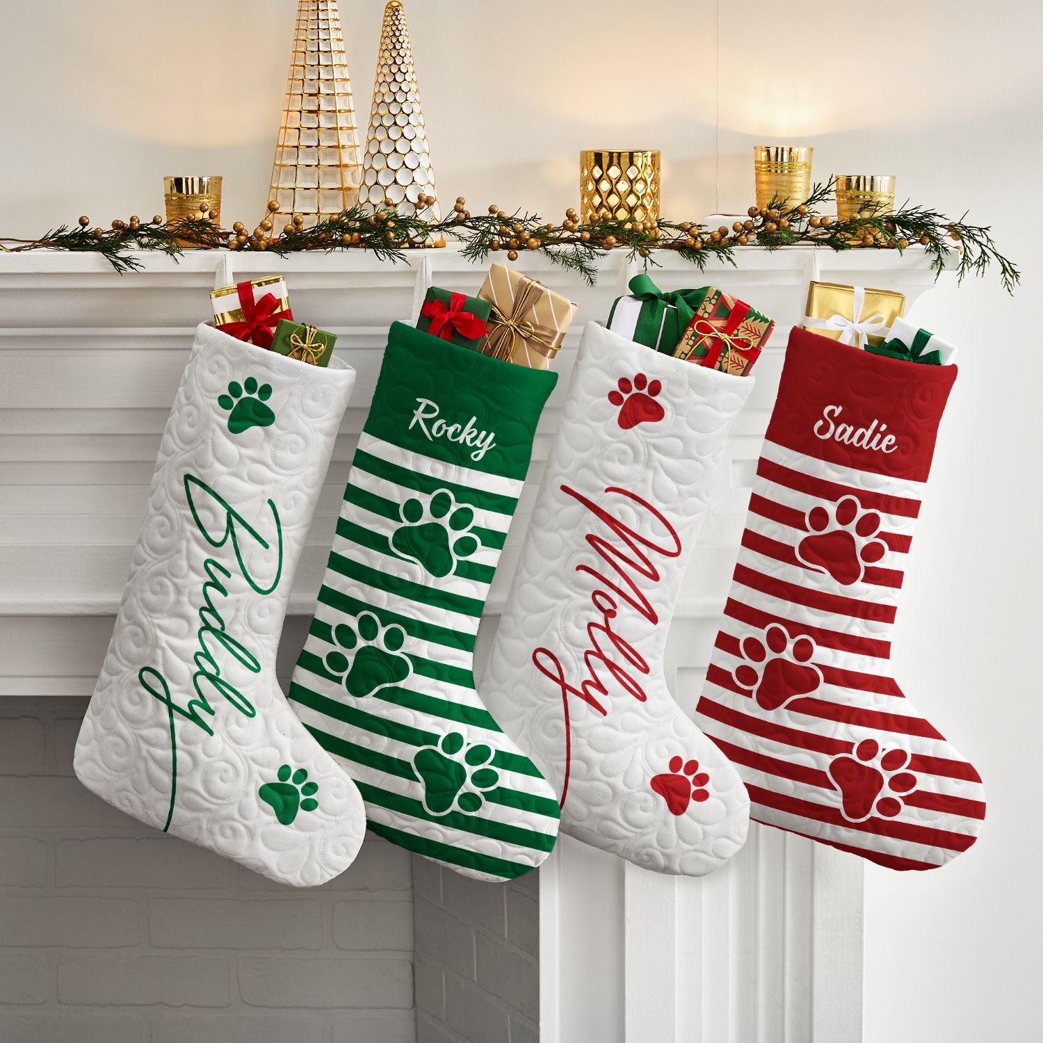 Paw-fect Prints Quilted Stocking at Gifts.com
