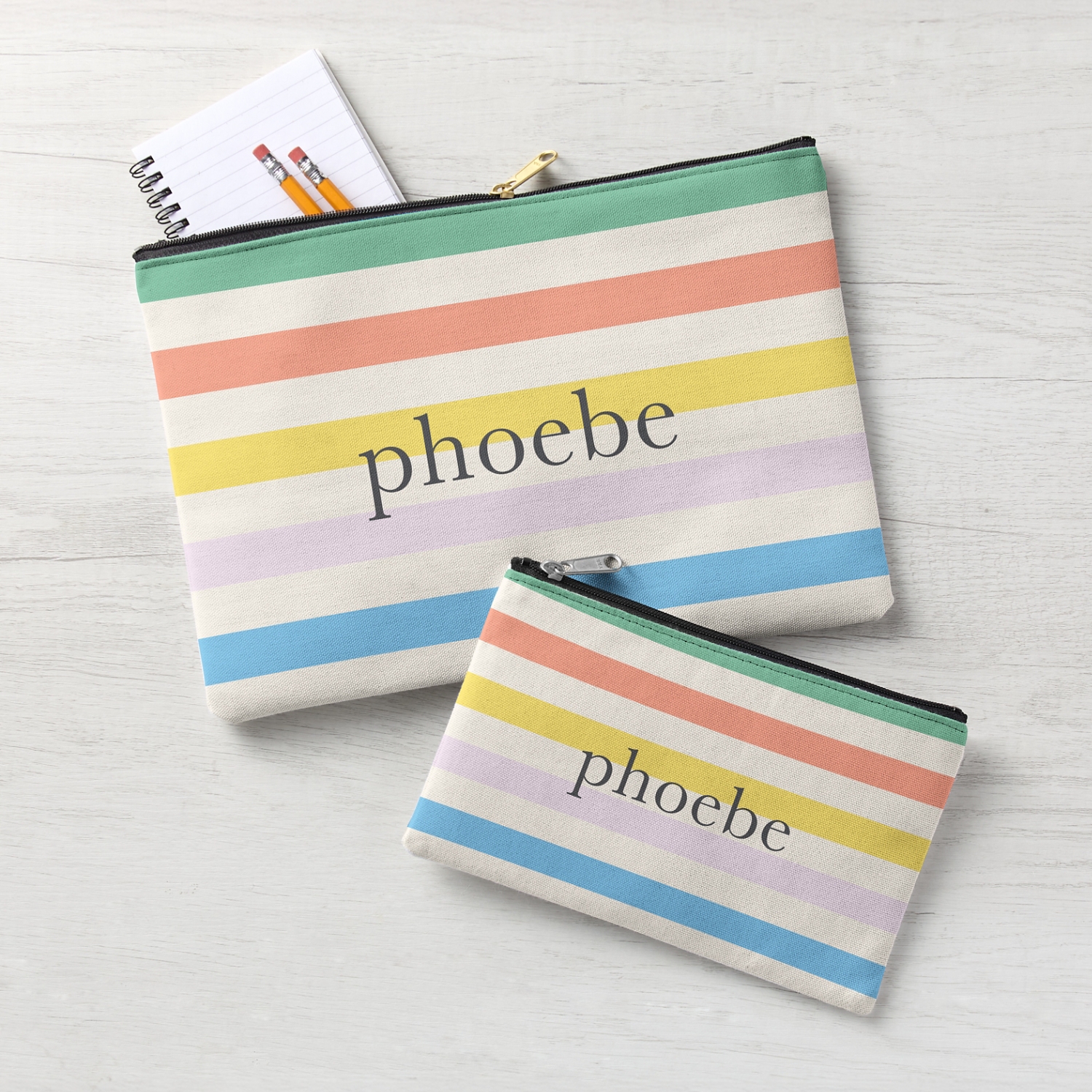 Pastel Stripe Zipper Pouch at Gifts.com