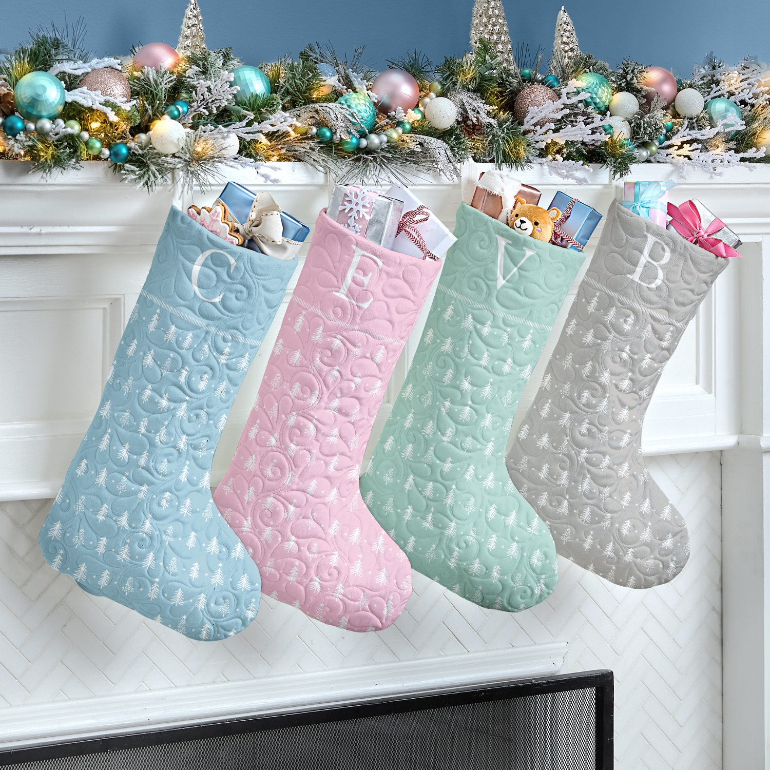 Classic Tree Initial Quilted Stocking at Gifts.com