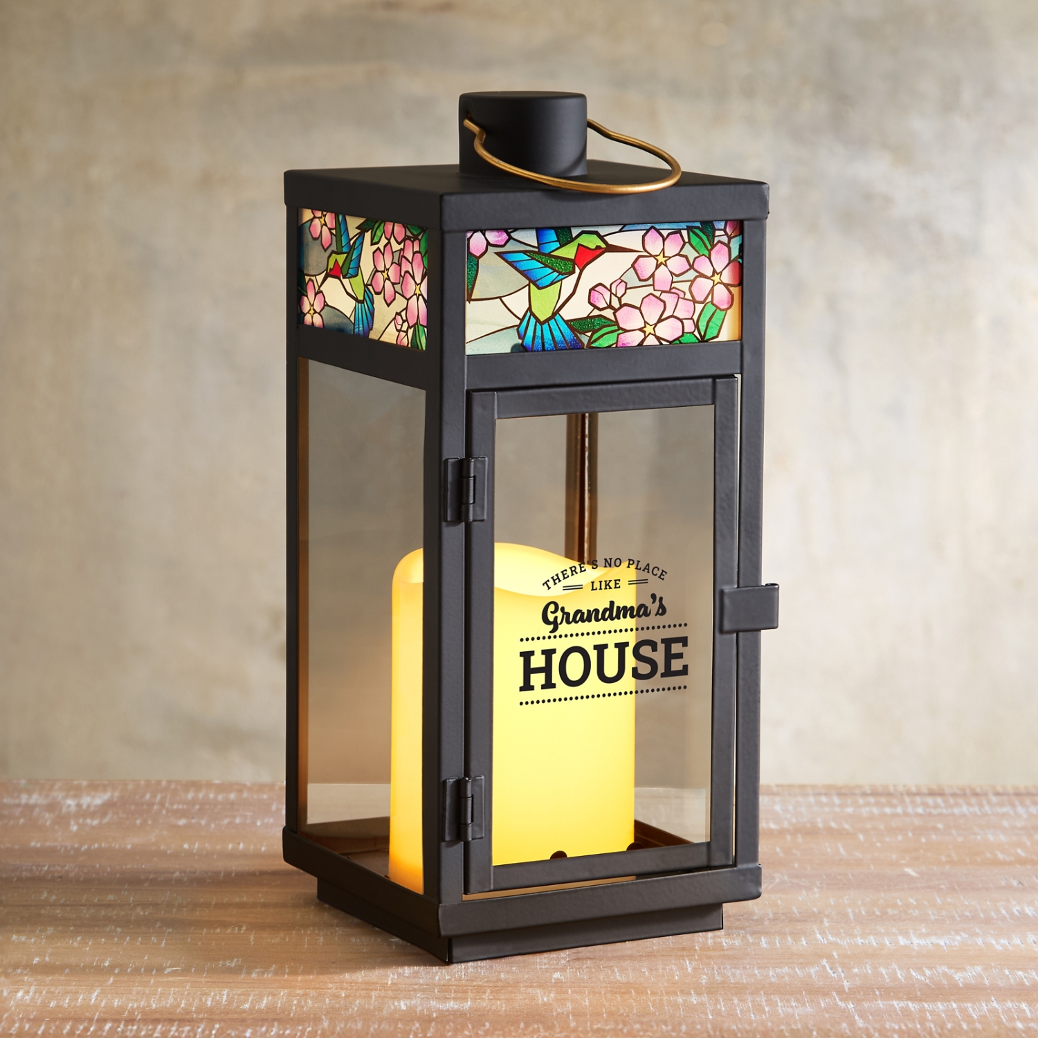 Luminous Stained Glass Hummingbird Lantern at Gifts.com