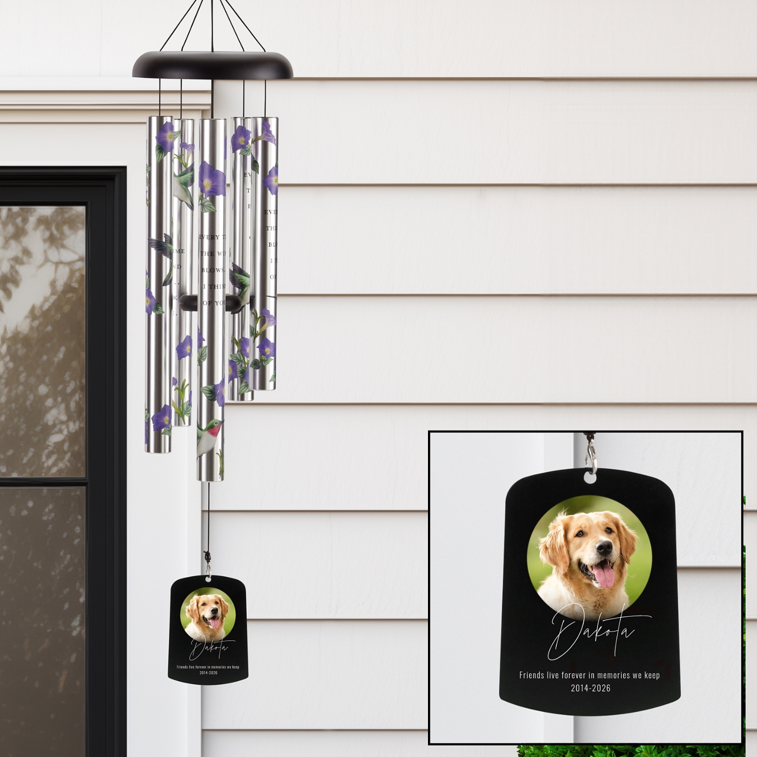 Loyal Hearts Photo Memorial Wind Chime at Gifts.com