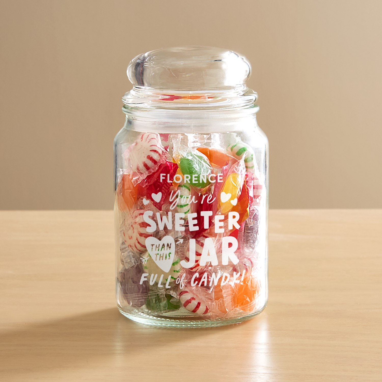 Sweet Sentiments Glass Treat Jar at Gifts.com