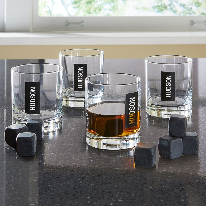 Double Old Fashioned + Whiskey Stones - Name/Initials at Gifts.com