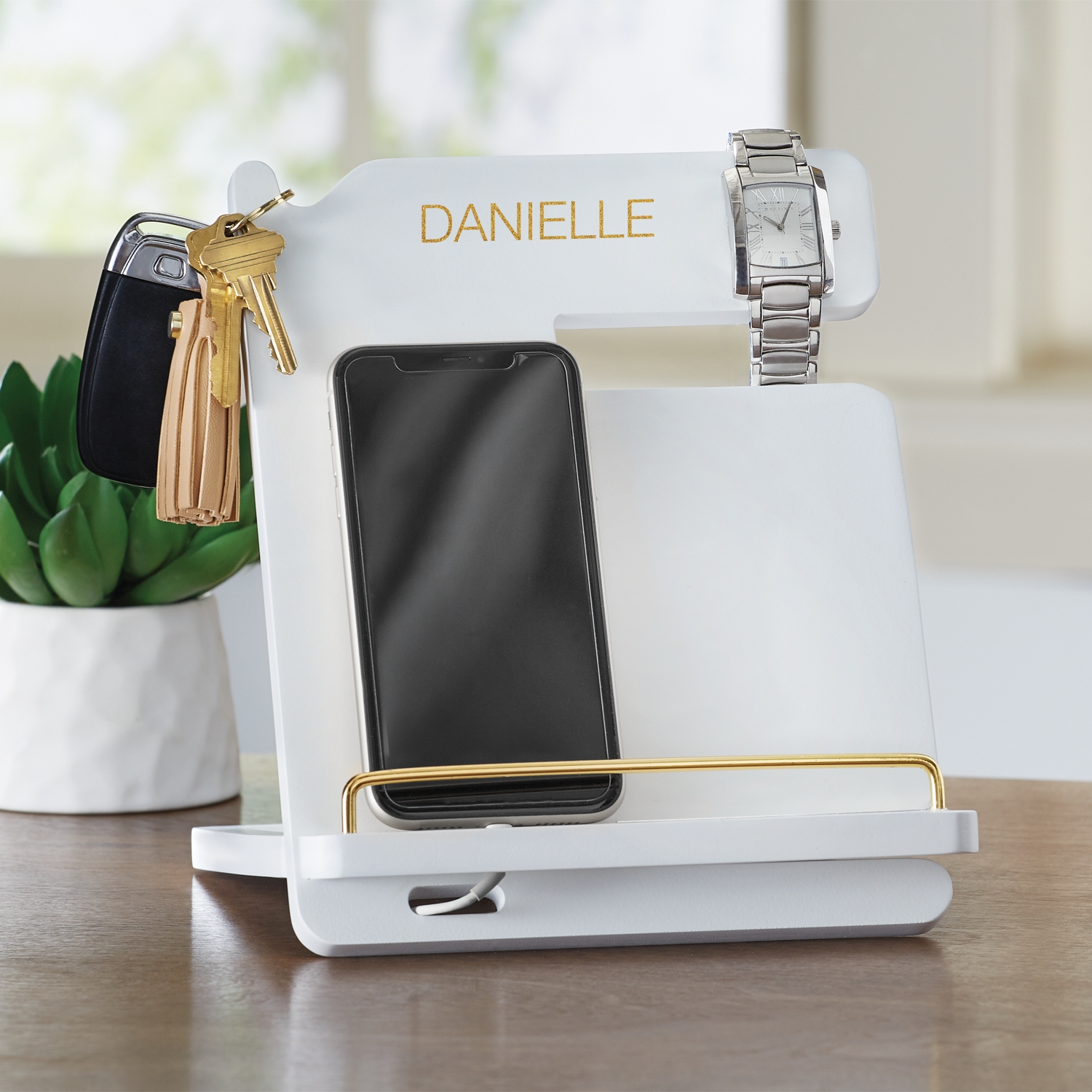 Gold-Adorned Personalized Wooden Docking Station at Gifts.com