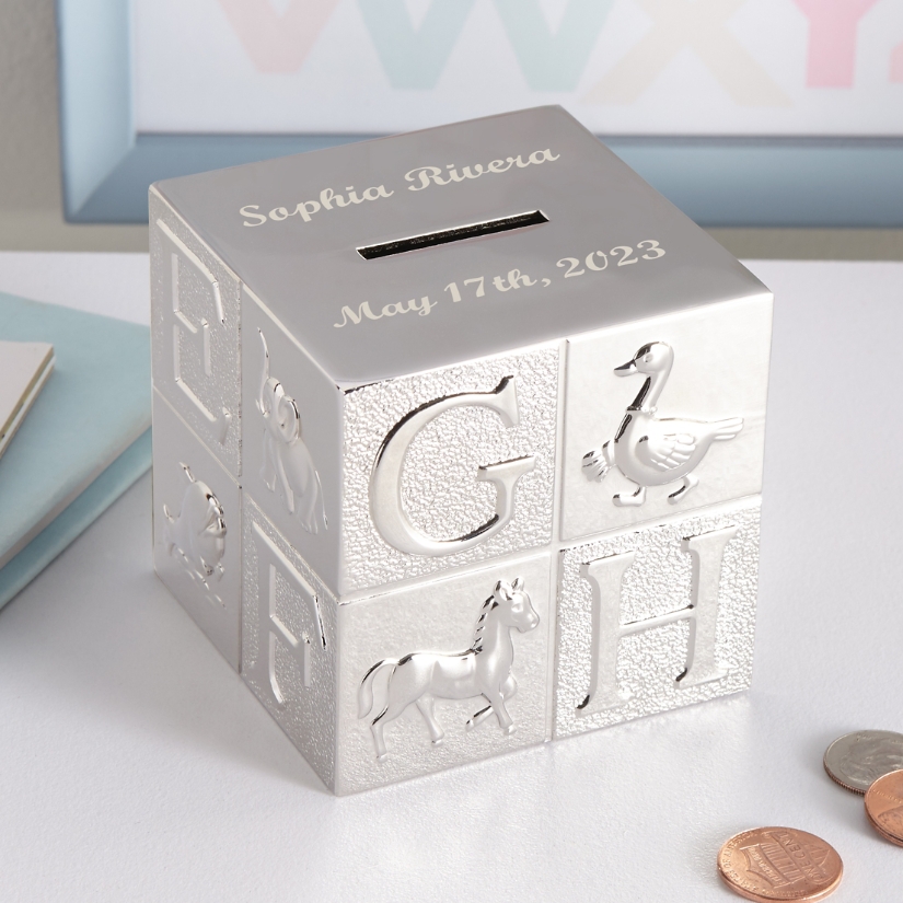 Alphabet Block Personalized Bank at Gifts.com
